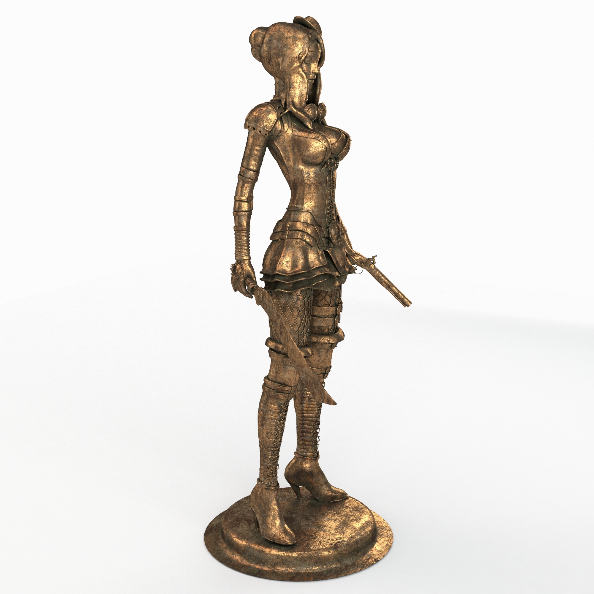 3d model woman steampunk statue