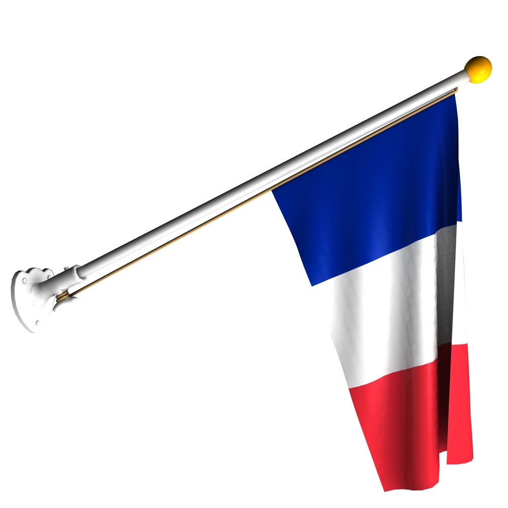 french flag pole 3d model