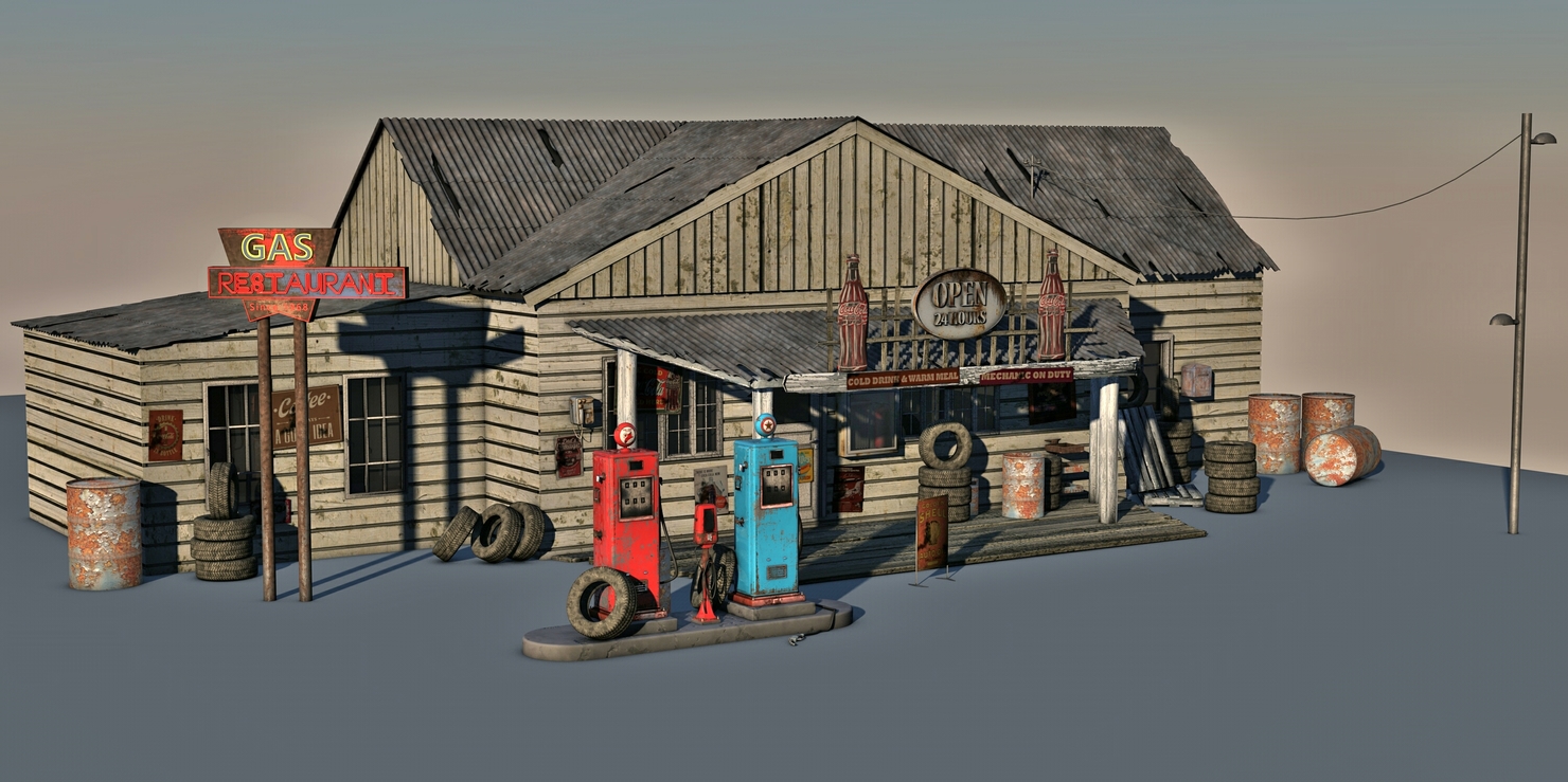 old gas station 3d model