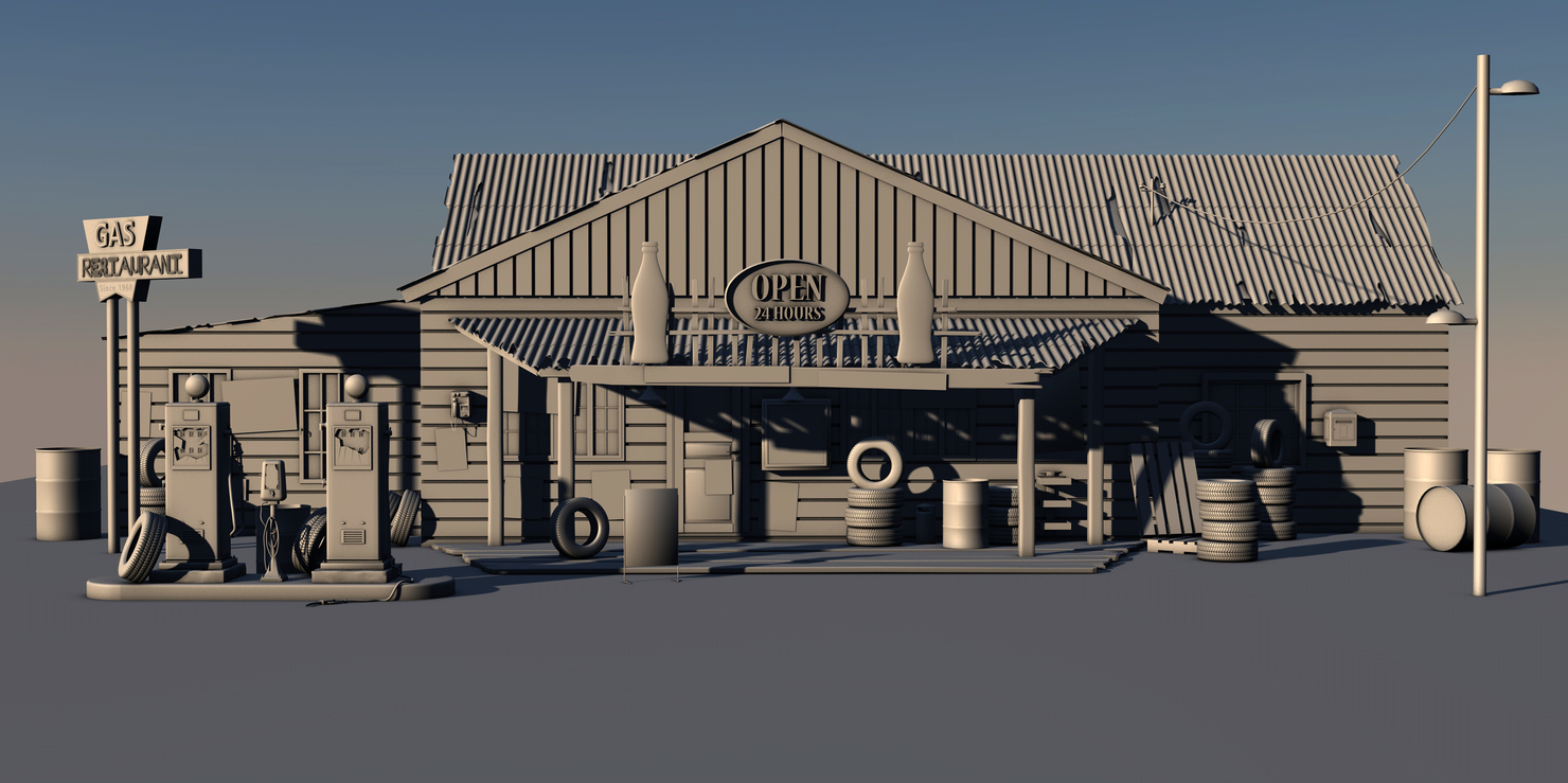 old gas station 3d model