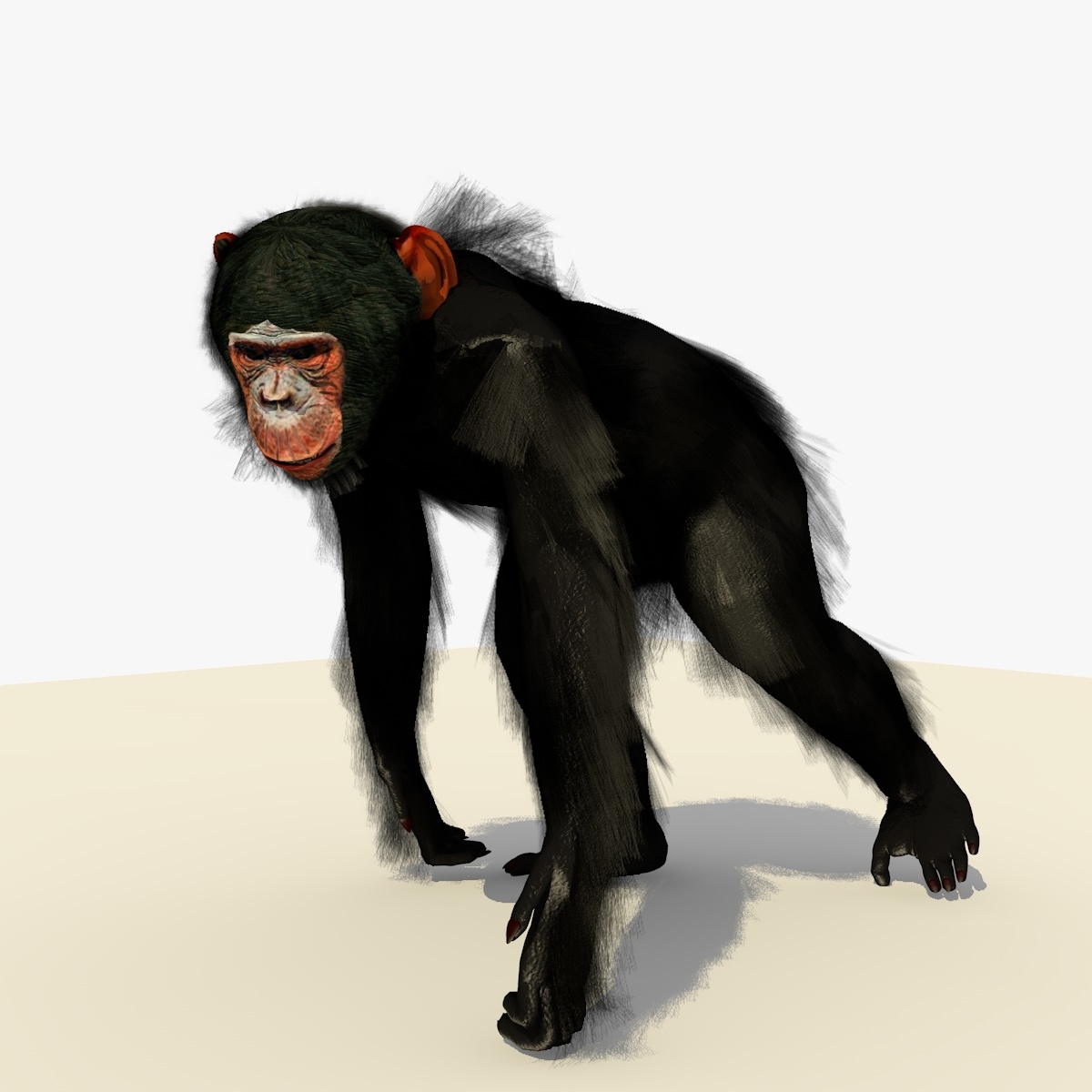 chimpanzee walking pose fur 3ds