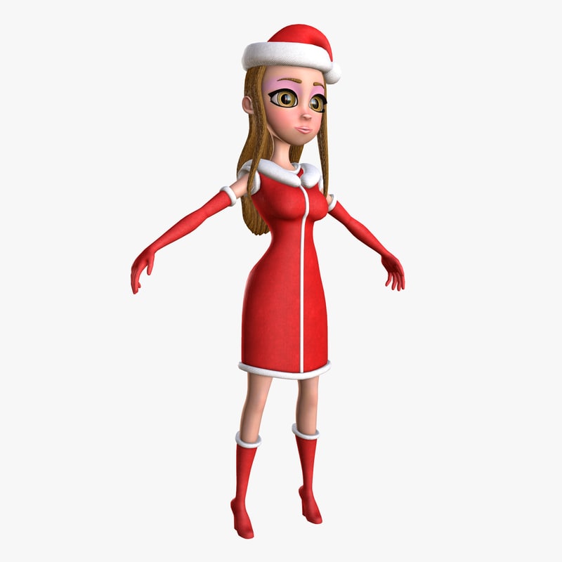 alla lady santa cartoon 3d model
