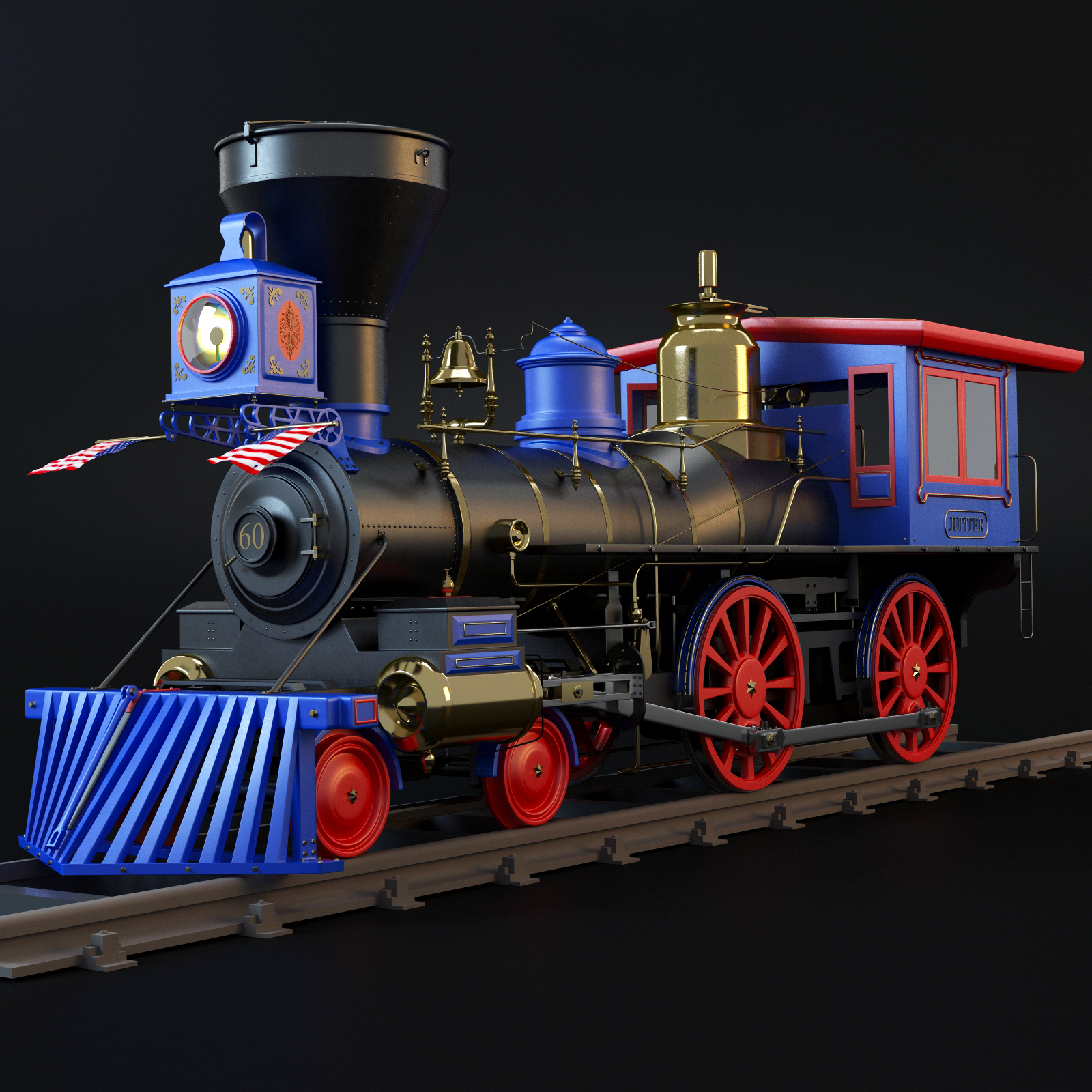 jupiter steam locomotive 3d model