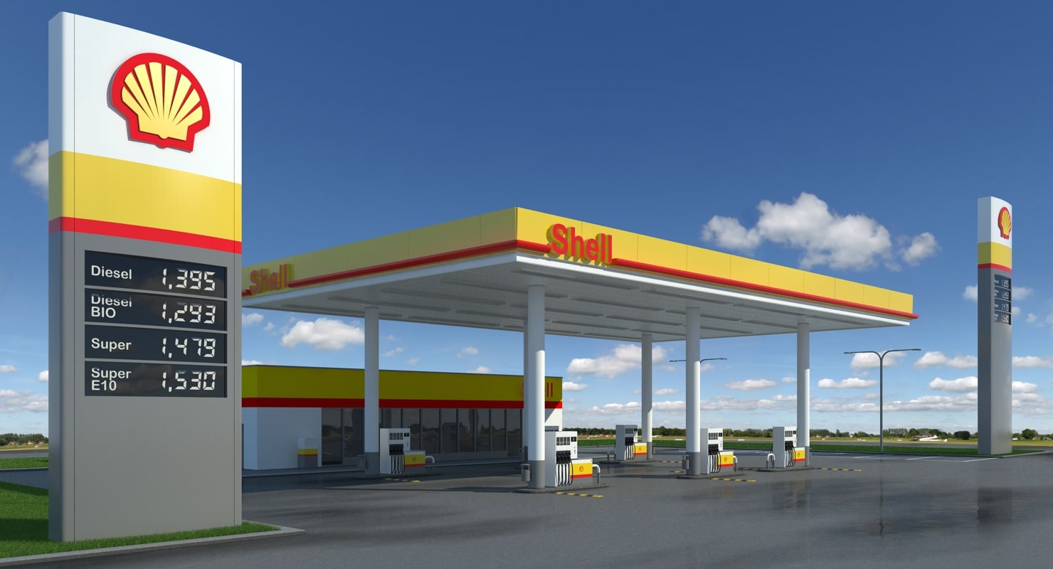 shell gas station 3d model