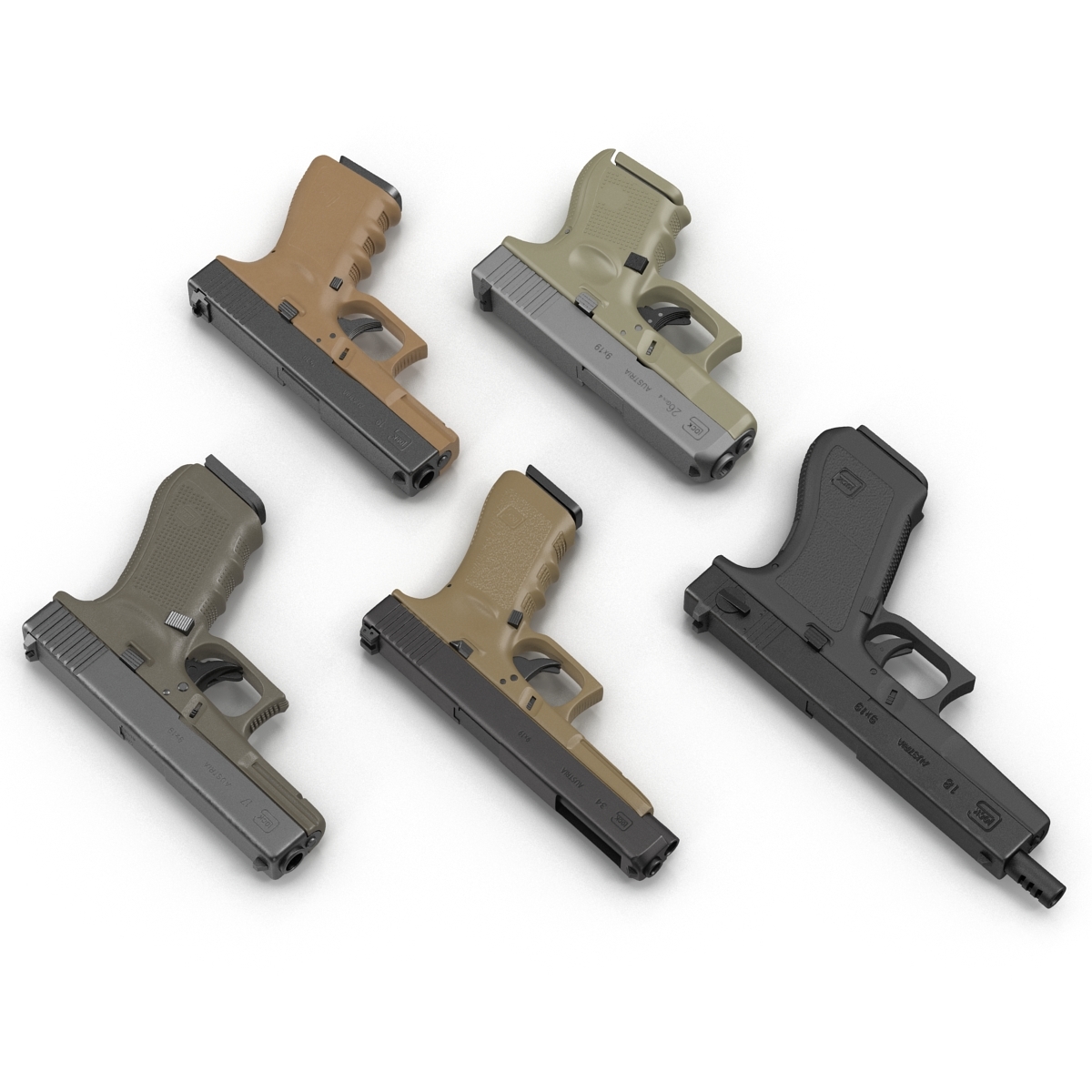 3d model glock pistols
