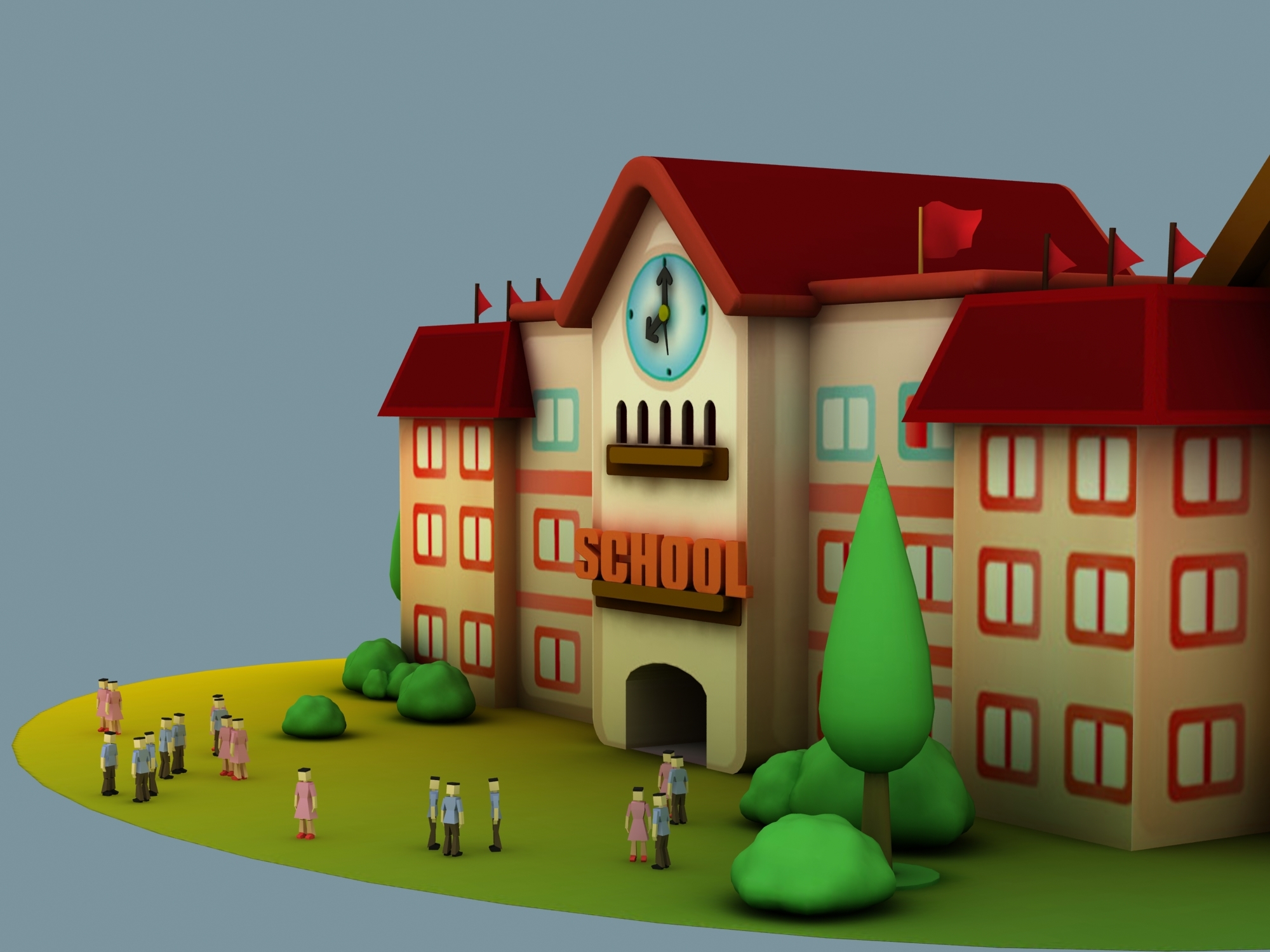 3d model cartoon school