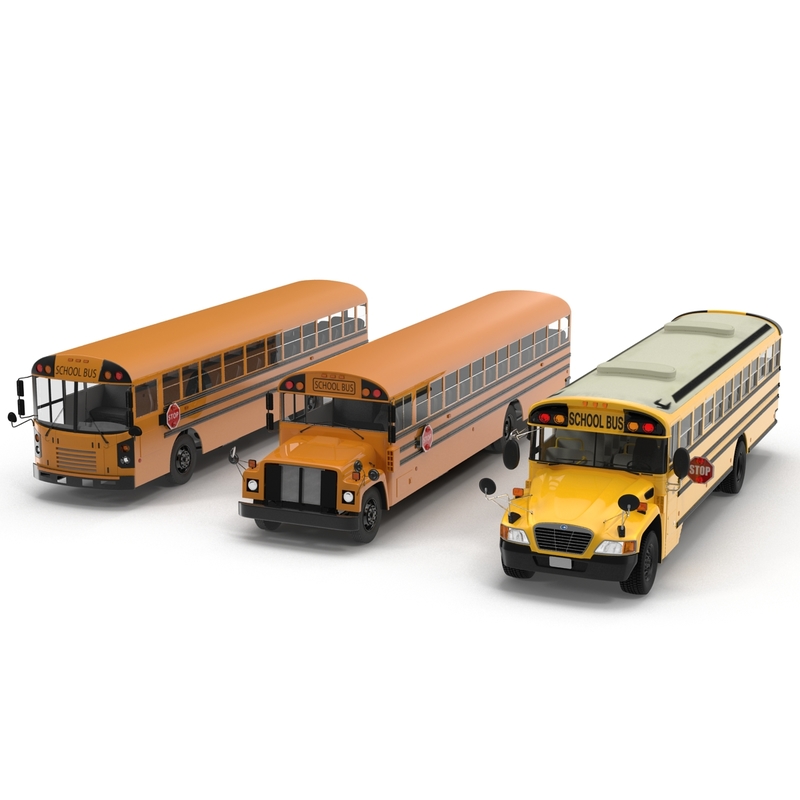 3d school buses modeled bus model