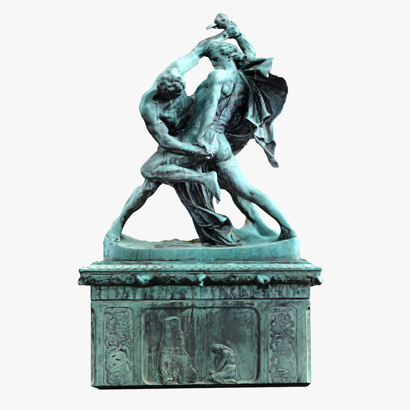 fighting warriors statue 3d model