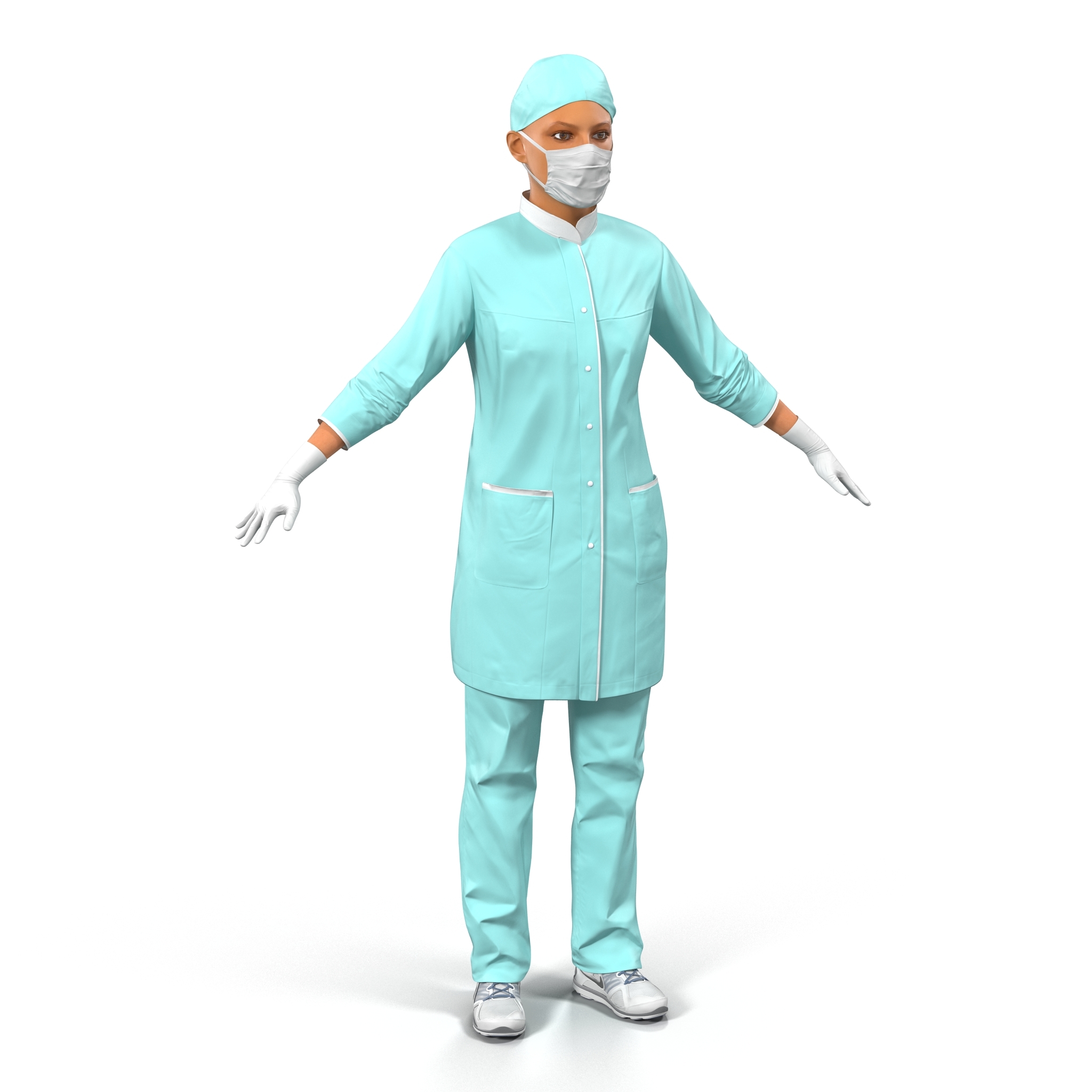 female doctors modeled surgeon 3d model