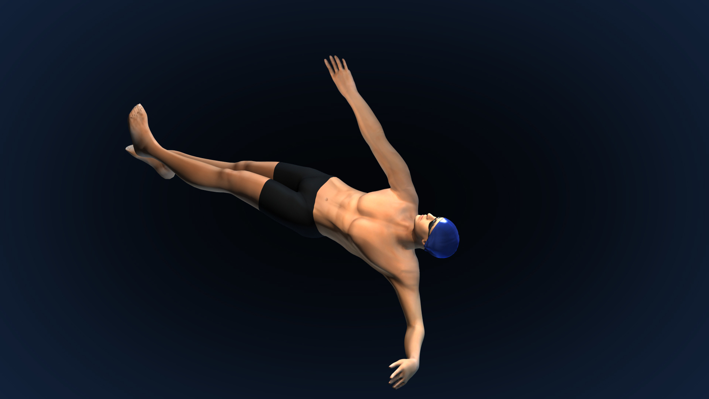 3d swimming man rigged style