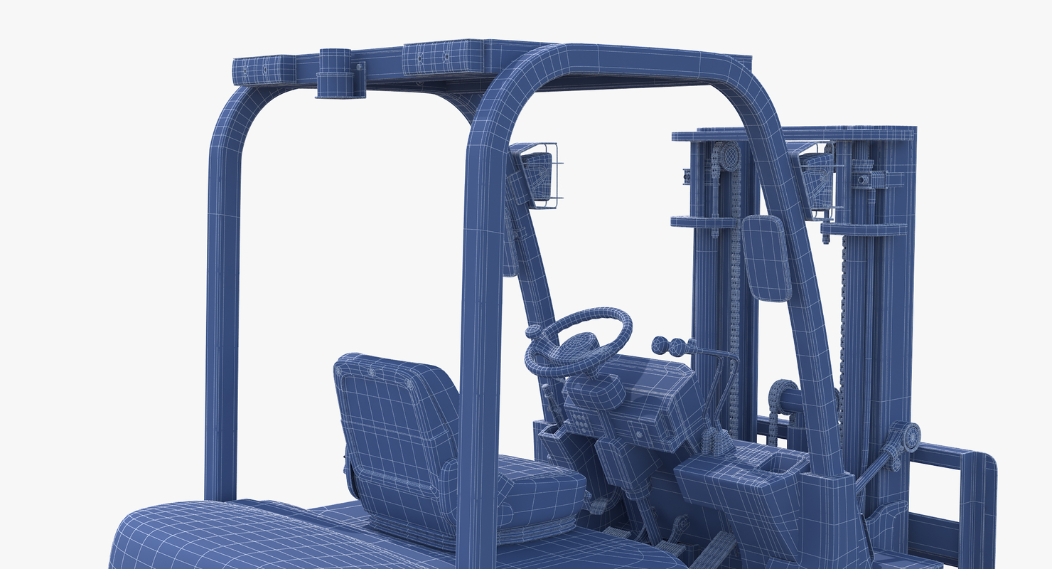 forklift rigged lift 3d model