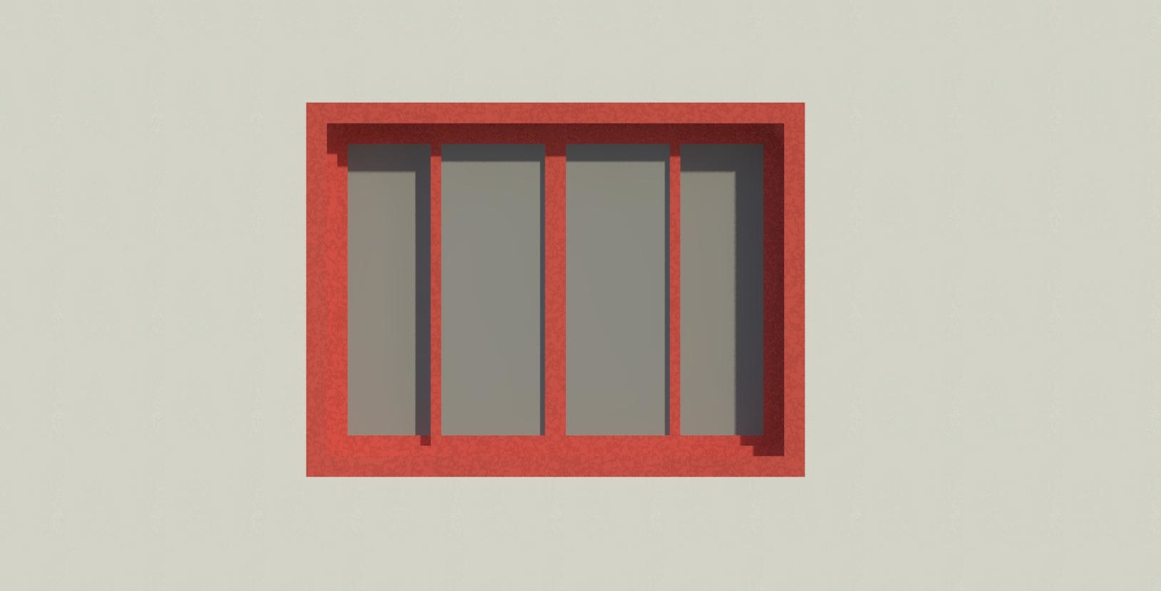 3d double glass sliding window model