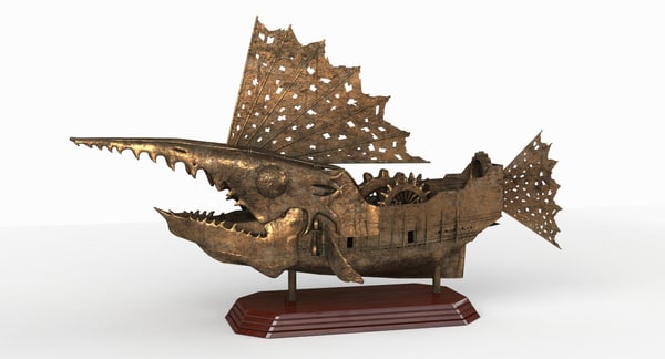3d ship statuette steampunk