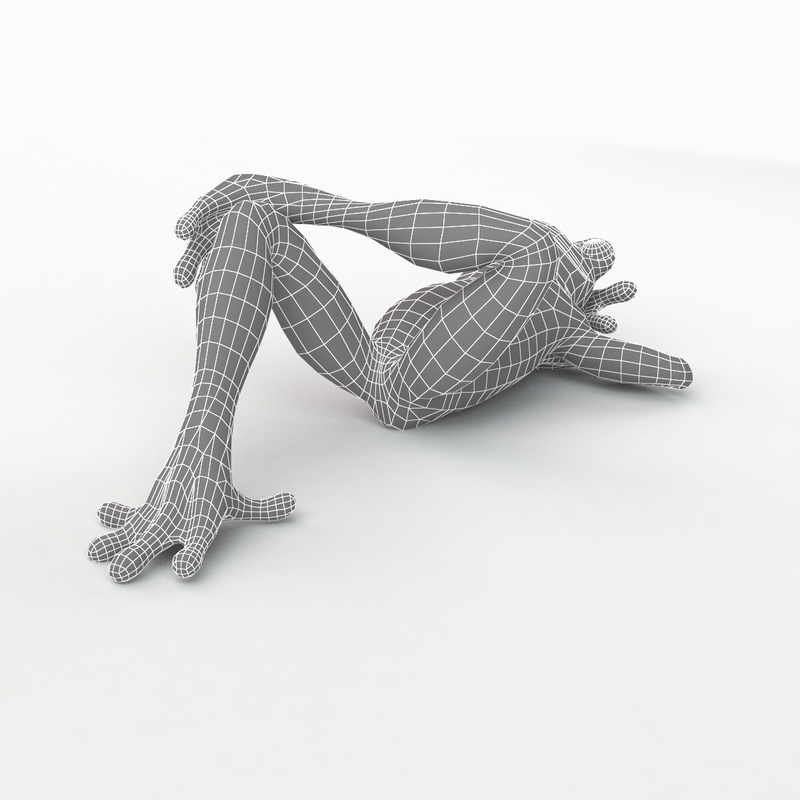 3d frog 3 statuette model