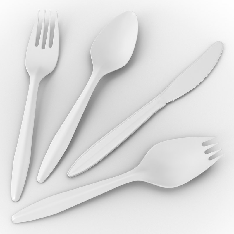 plastic cutlery set 3d model