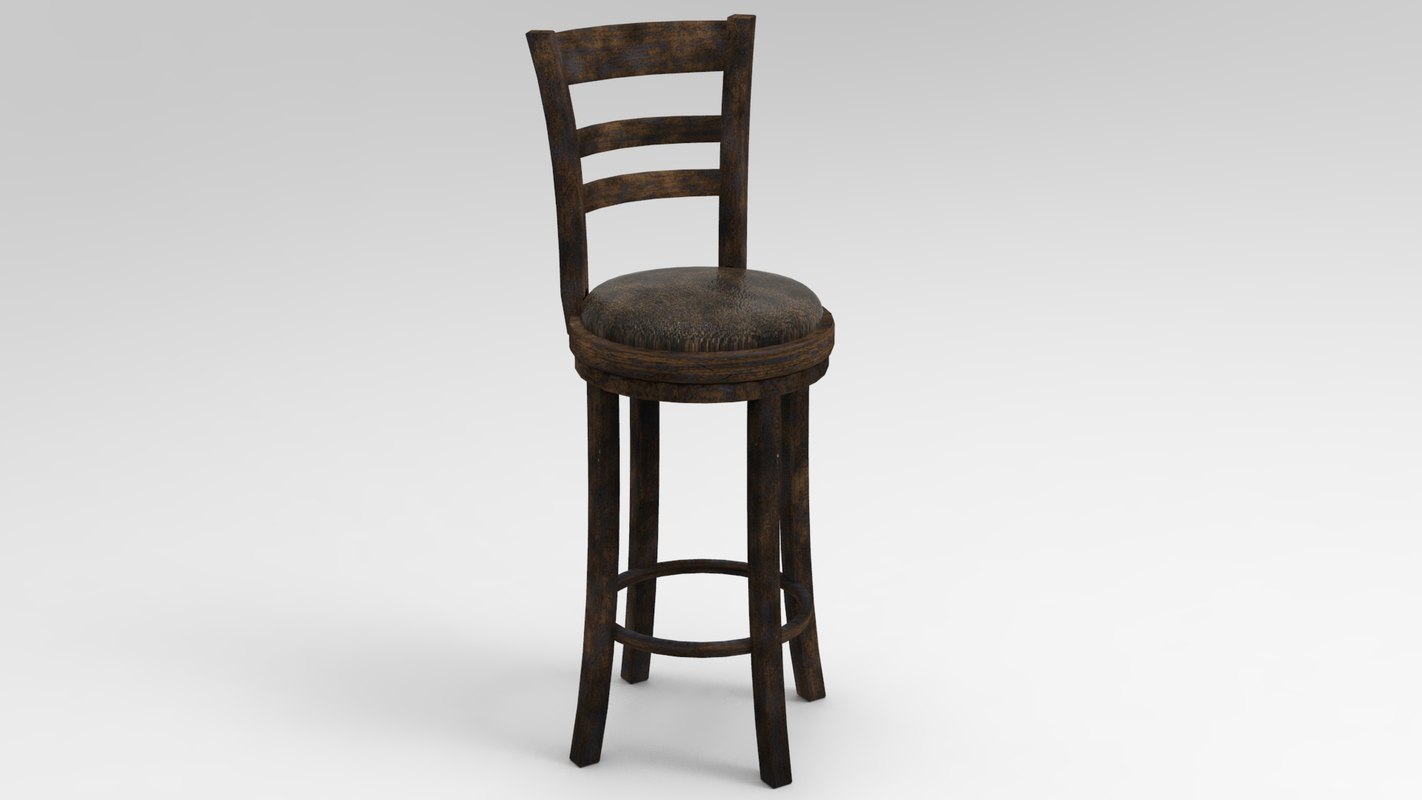 old wooden bar chair 3d model