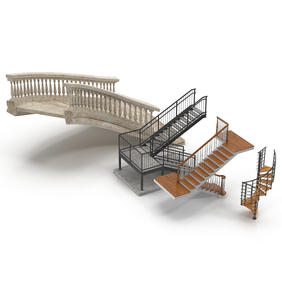 3d model of stairs set build