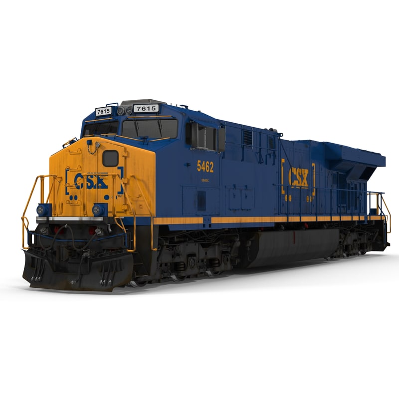 locomotive es40dc csx blue 3d obj