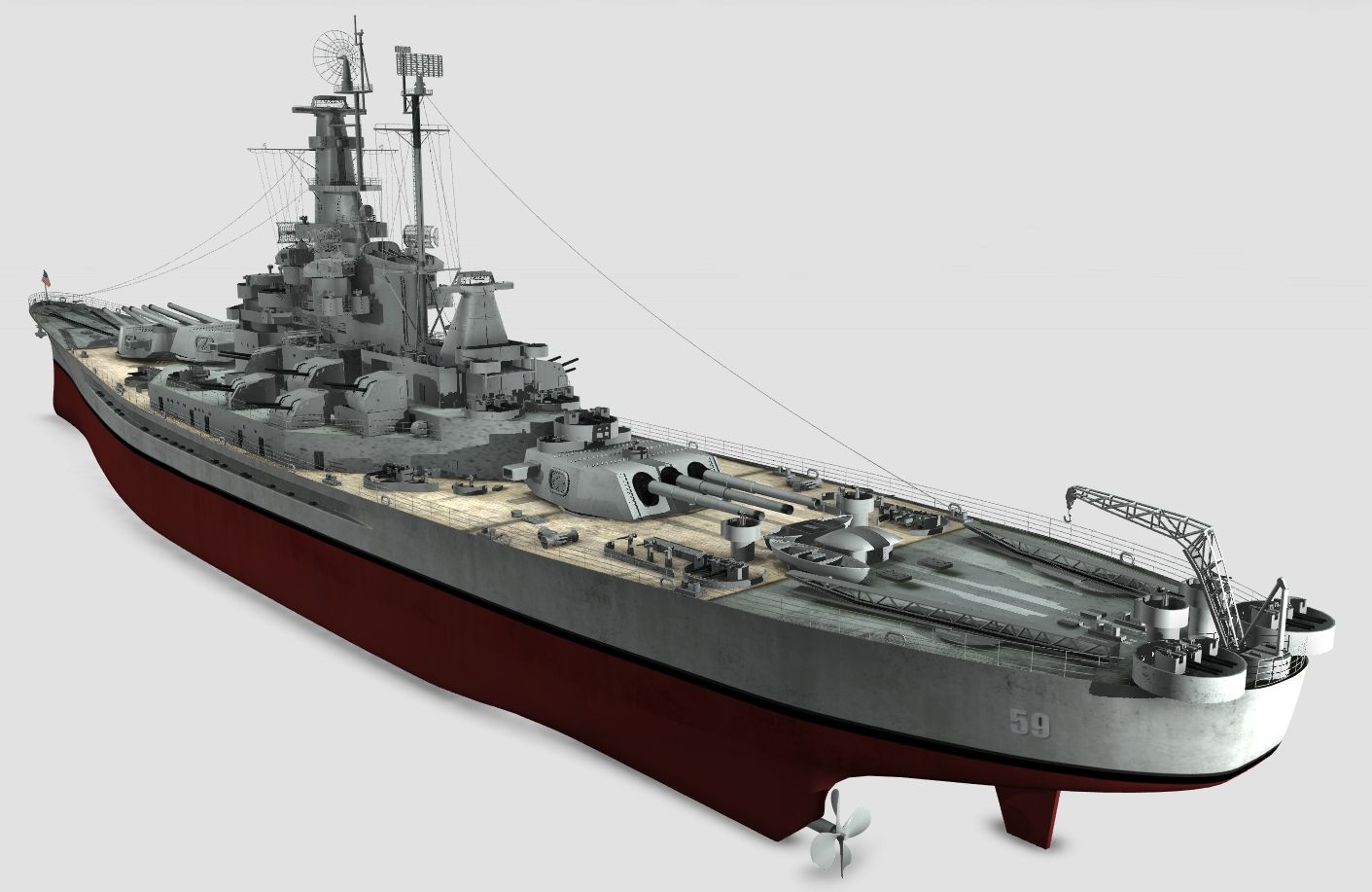 3d uss nevada navy ship model