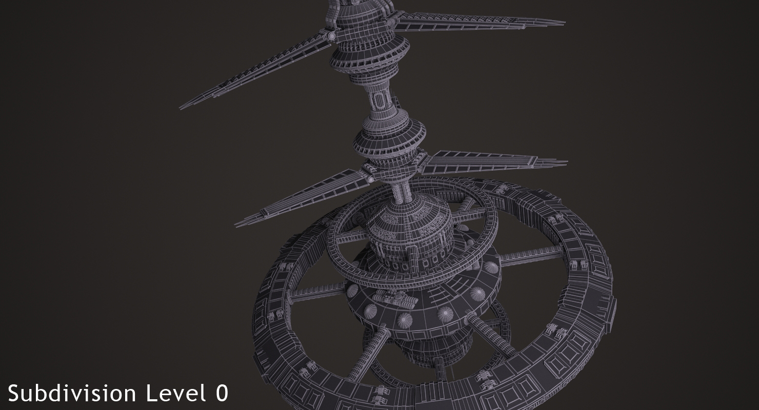 sci-fi space station 3d model