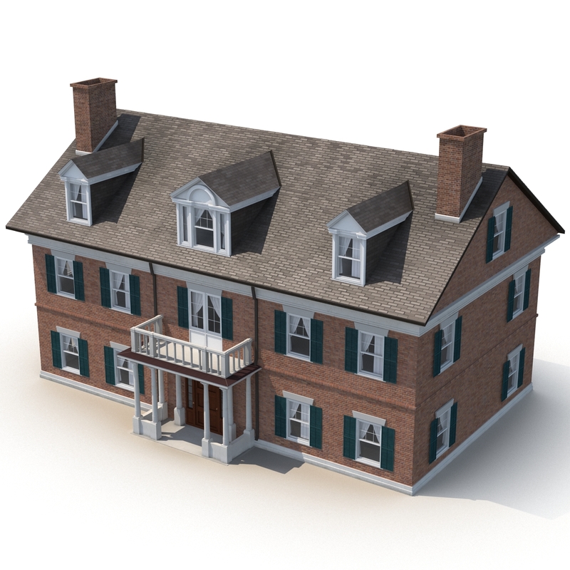 3d model colonial house build