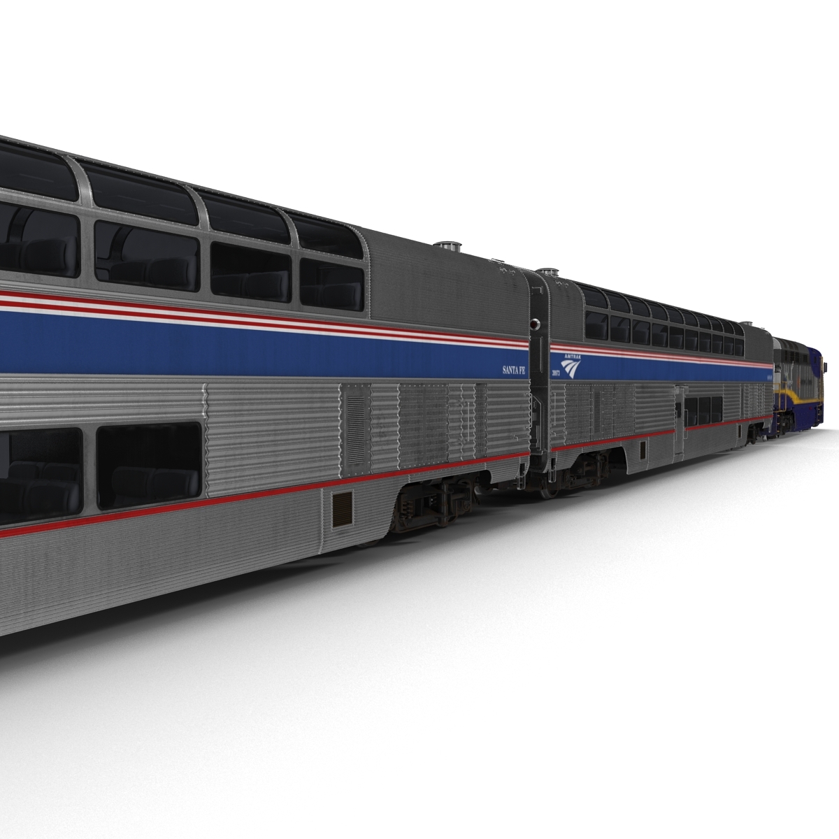 passenger double deck train 3d max