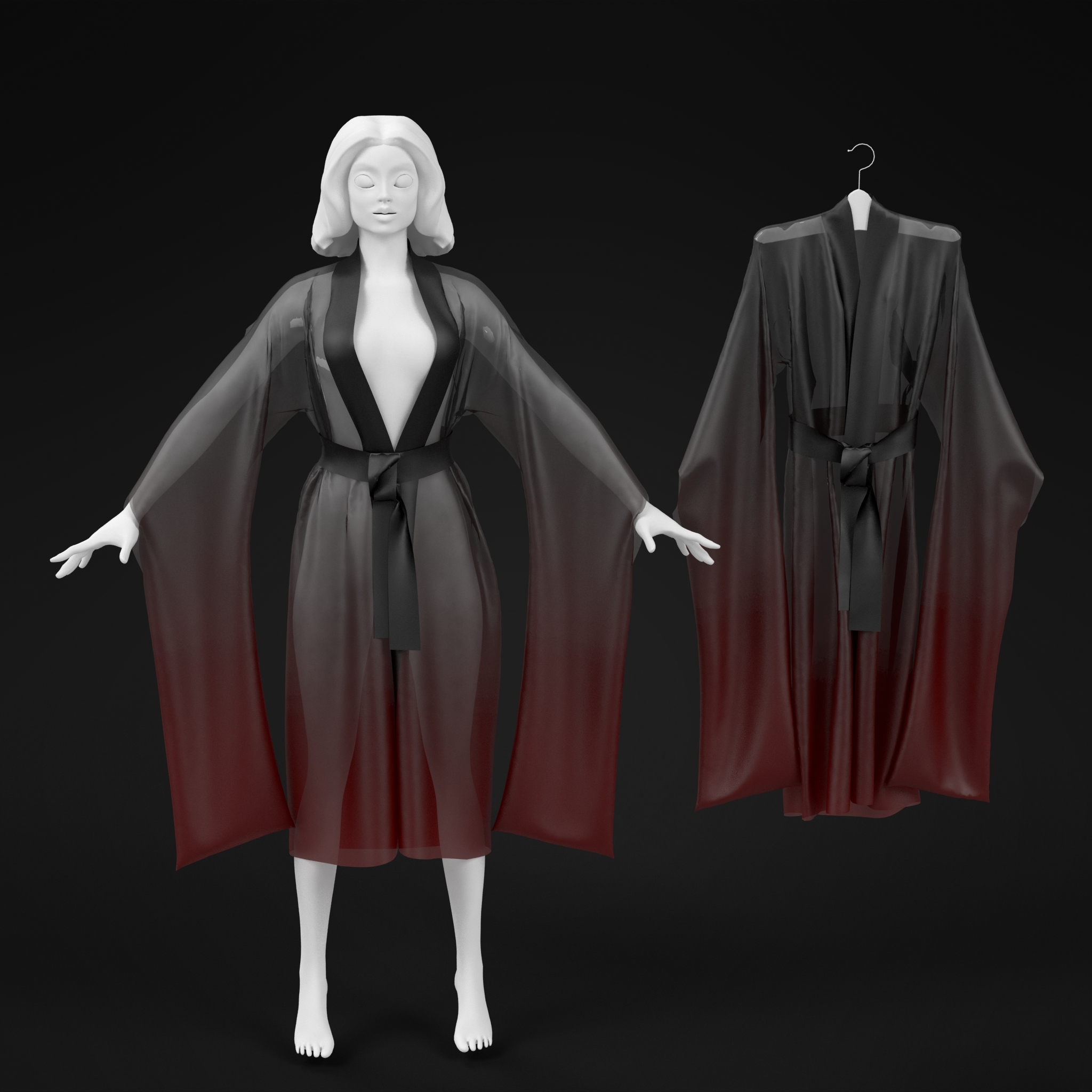 3d hight silk kimono model