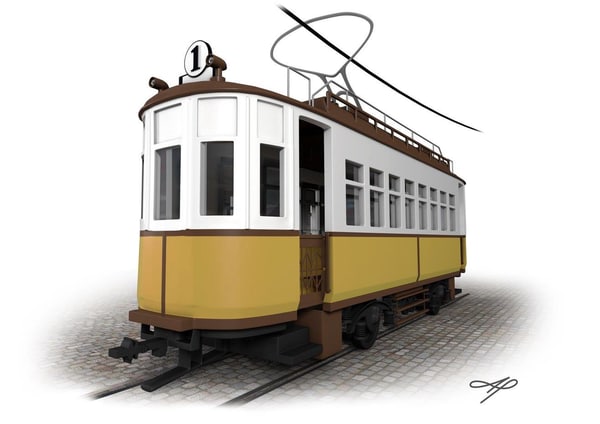 3d old tram model