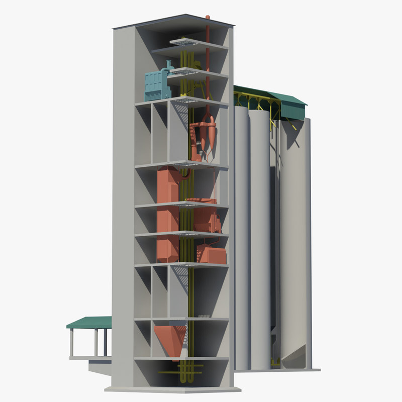 concrete silo line 3d model