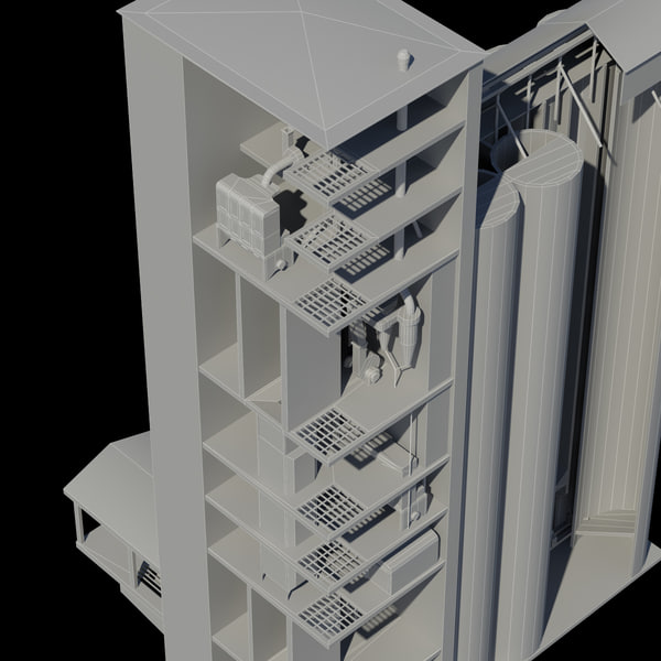 concrete silo line 3d model