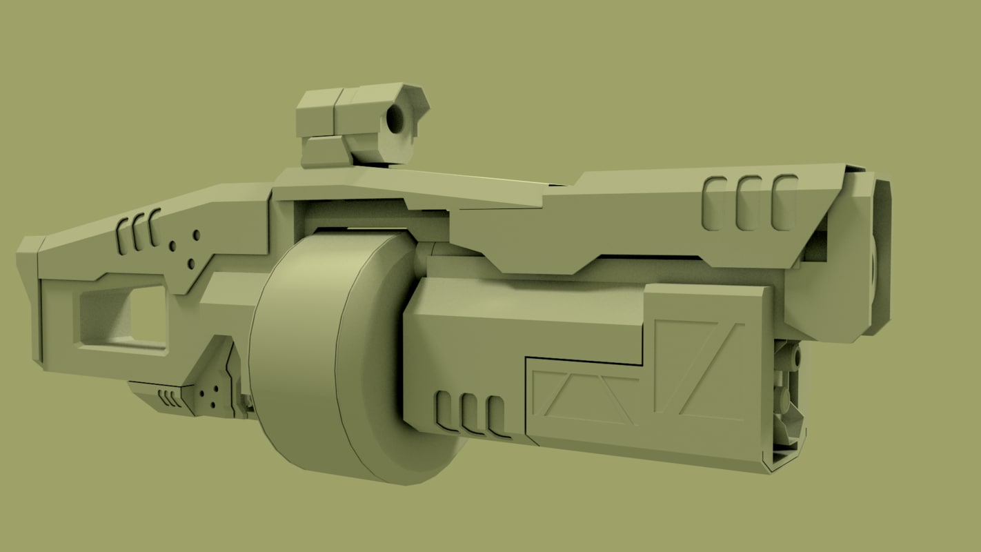 sci fi grenade launcher 3d model