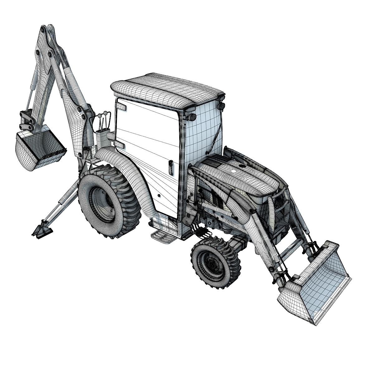 3d backhoe loader model