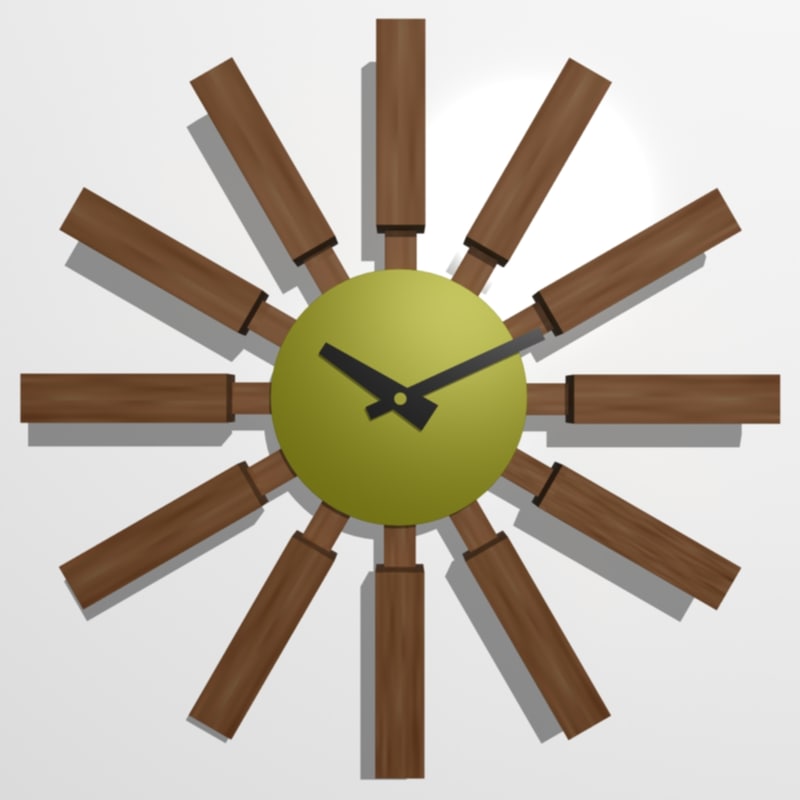 wooden wall clock 07 3d max