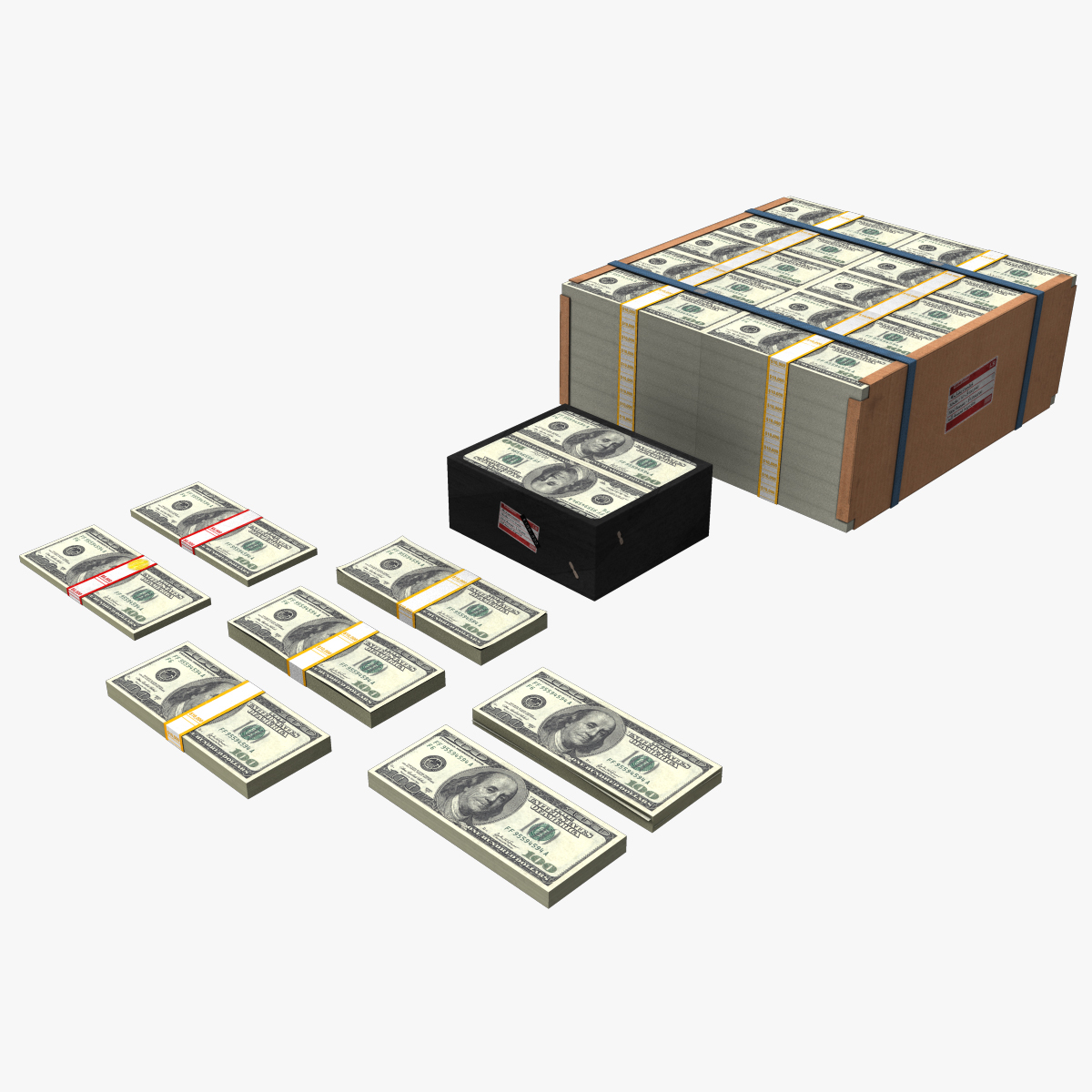 american money pack 3d model