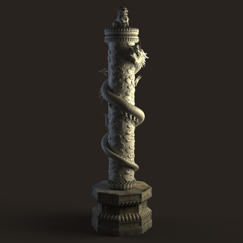 chinese dragon pillar 3d 3ds