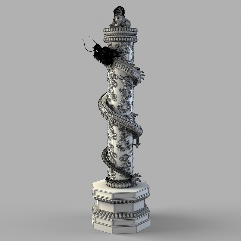 chinese dragon pillar 3d 3ds