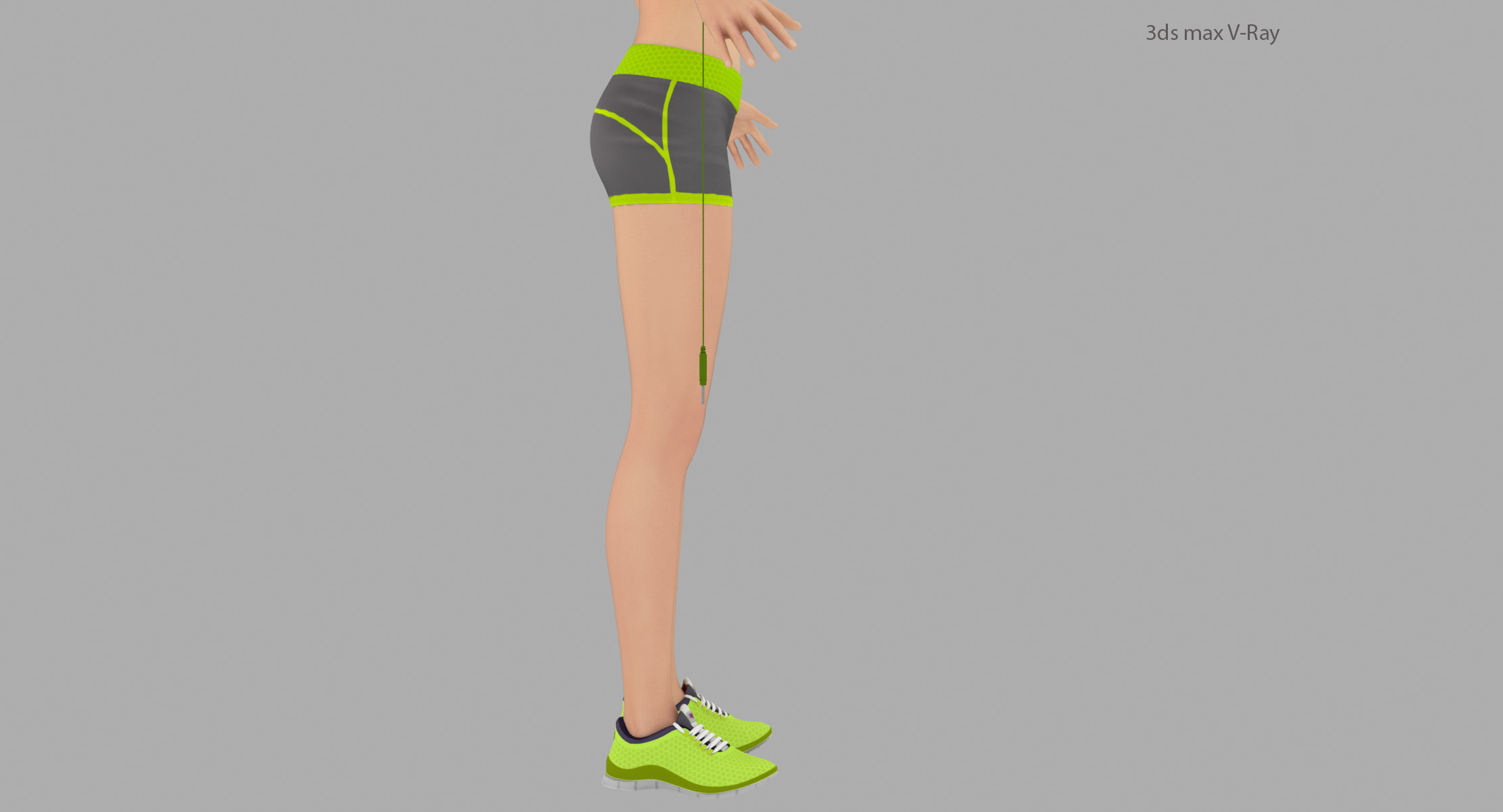3d model fitness workout girl