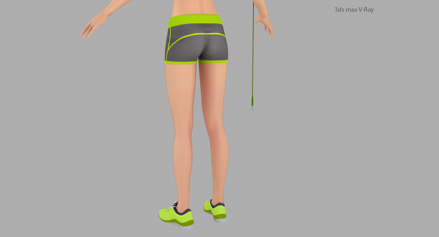 3d model fitness workout girl
