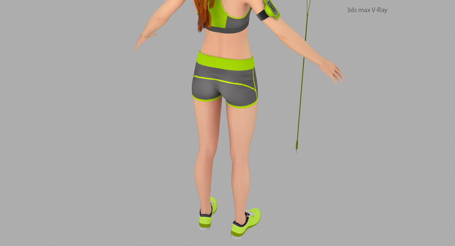 3d model fitness workout girl