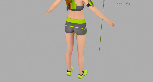 3d model fitness workout girl