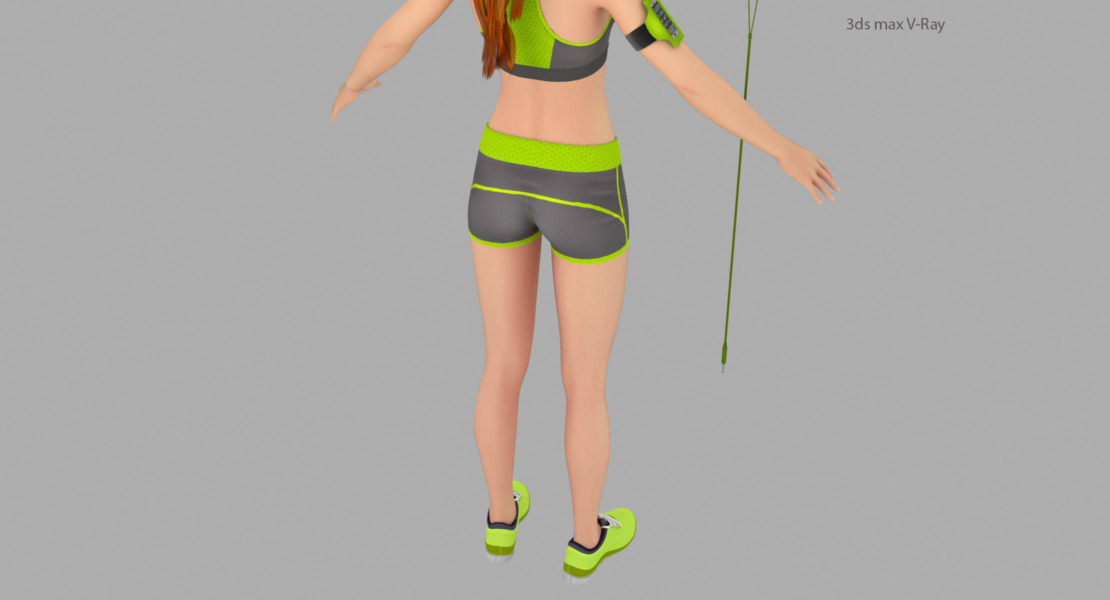 3d model fitness workout girl
