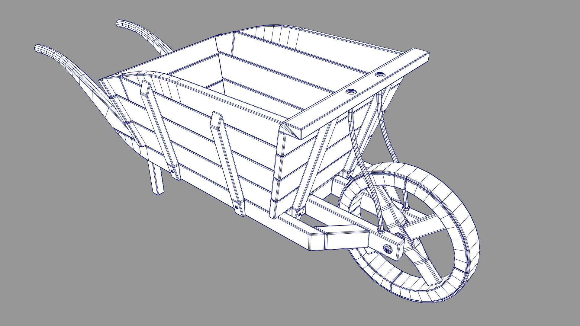 obj wood wheelbarrow