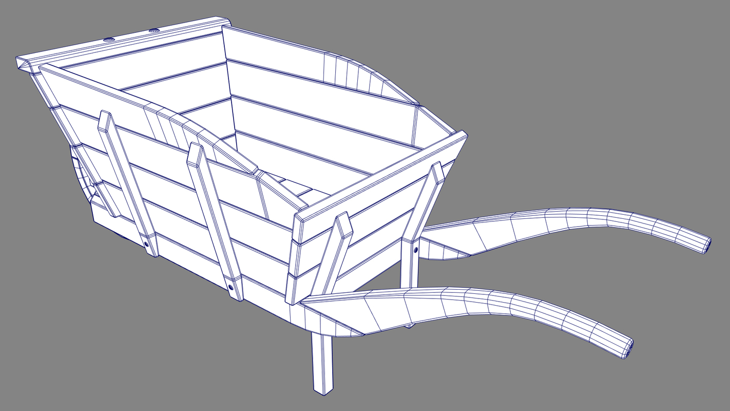 obj wood wheelbarrow