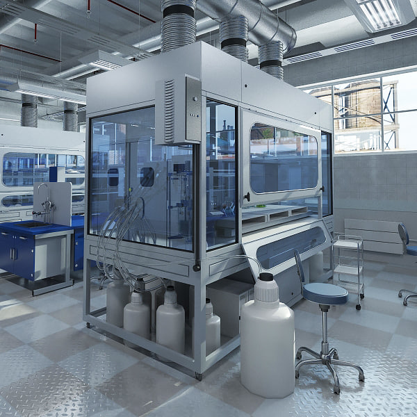 3d scene laboratory equipment hd model