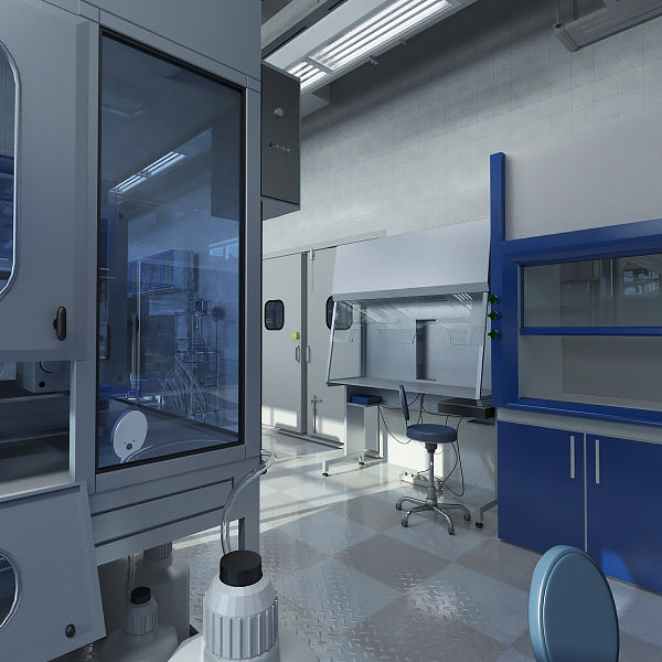 3d scene laboratory equipment hd model