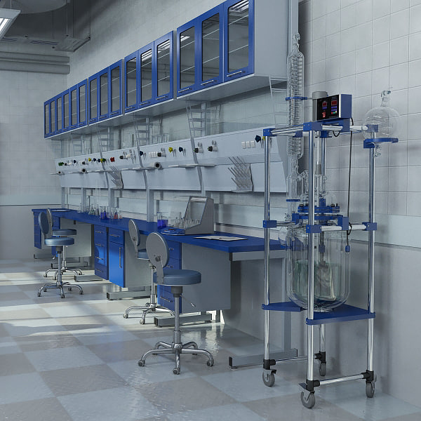 3d scene laboratory equipment hd model