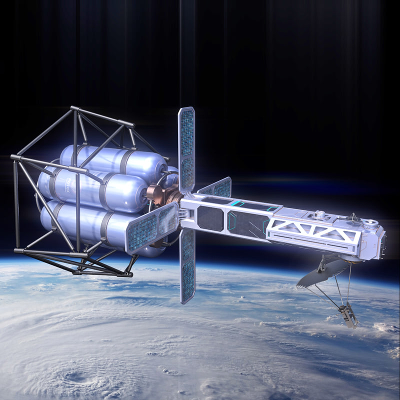 3d futuristic satellite sci fi model