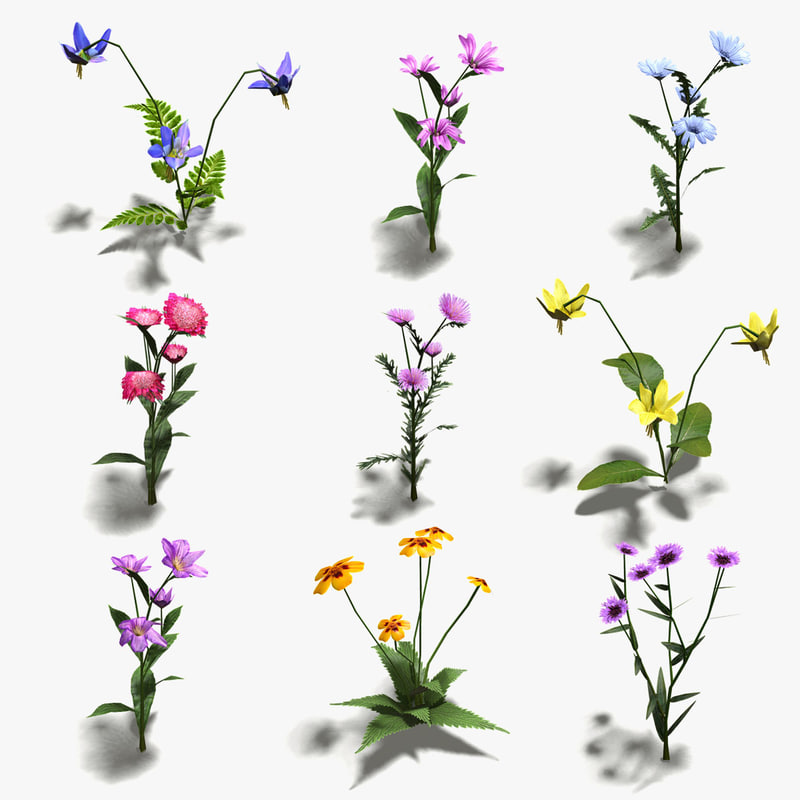 3ds max flowers 16 low-poly icons