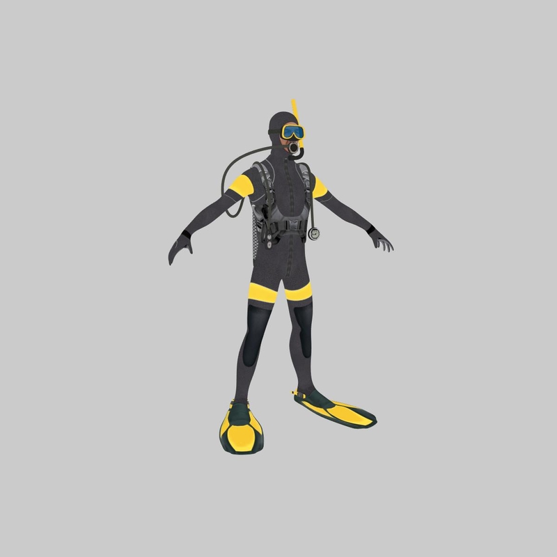 3d scuba diver dive model