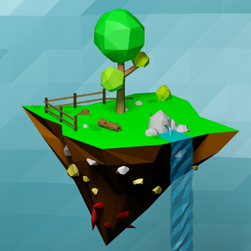 cartoon floating island obj